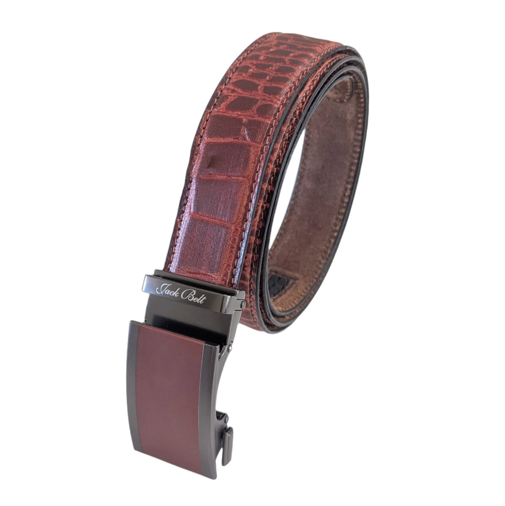 Men's Full Grain Leather Belt in Croc Brown | Jackoz | Jack Belt®