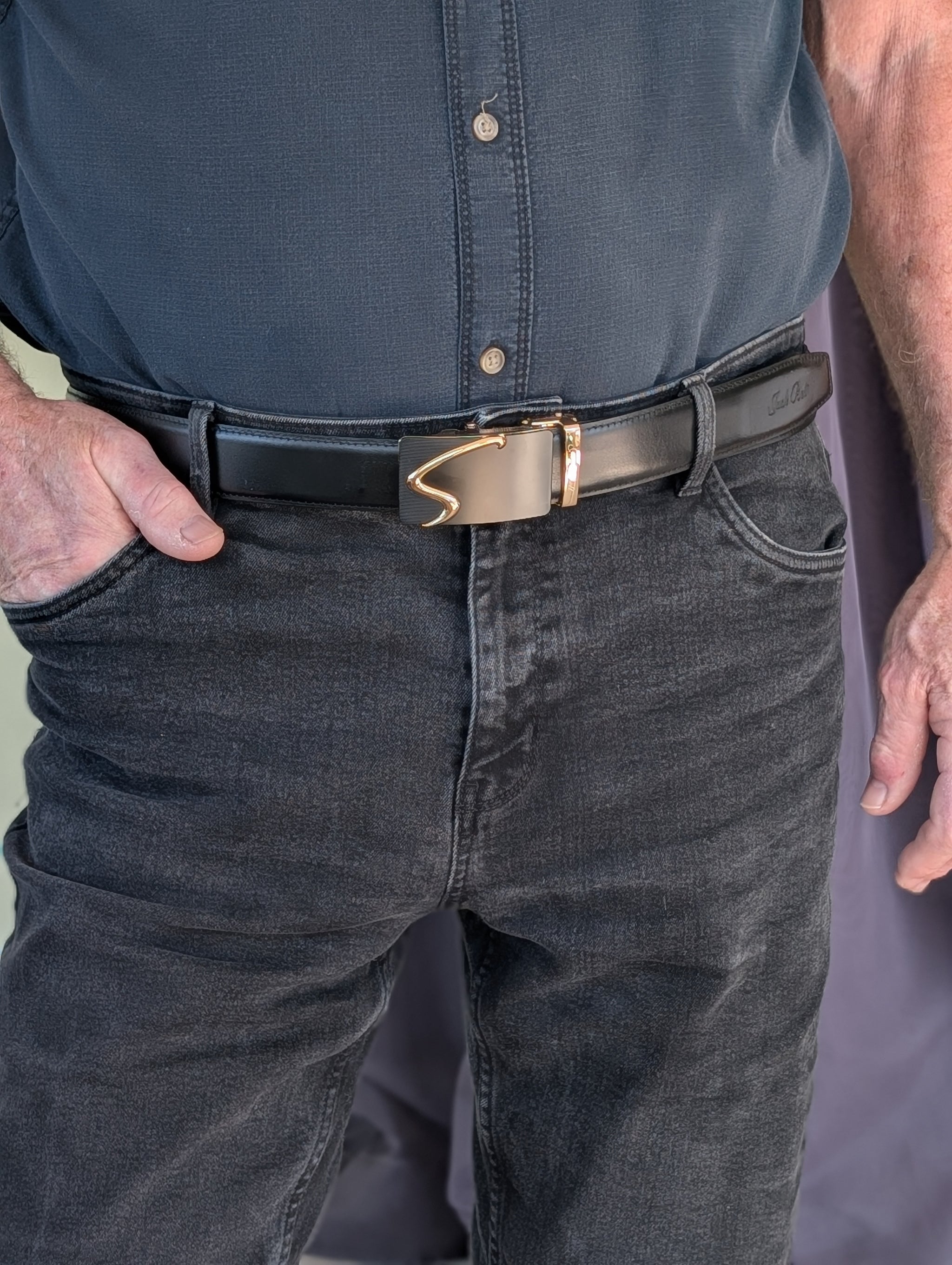Men's Full Grain Leather Belt in Plain Black | Jackoz | Jack Belt®