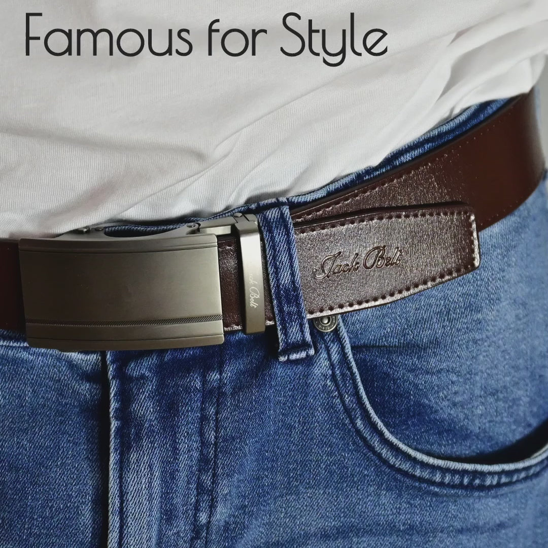 Men's Full Grain Leather Belt in Plain Black | Jackoz | Jack Belt®