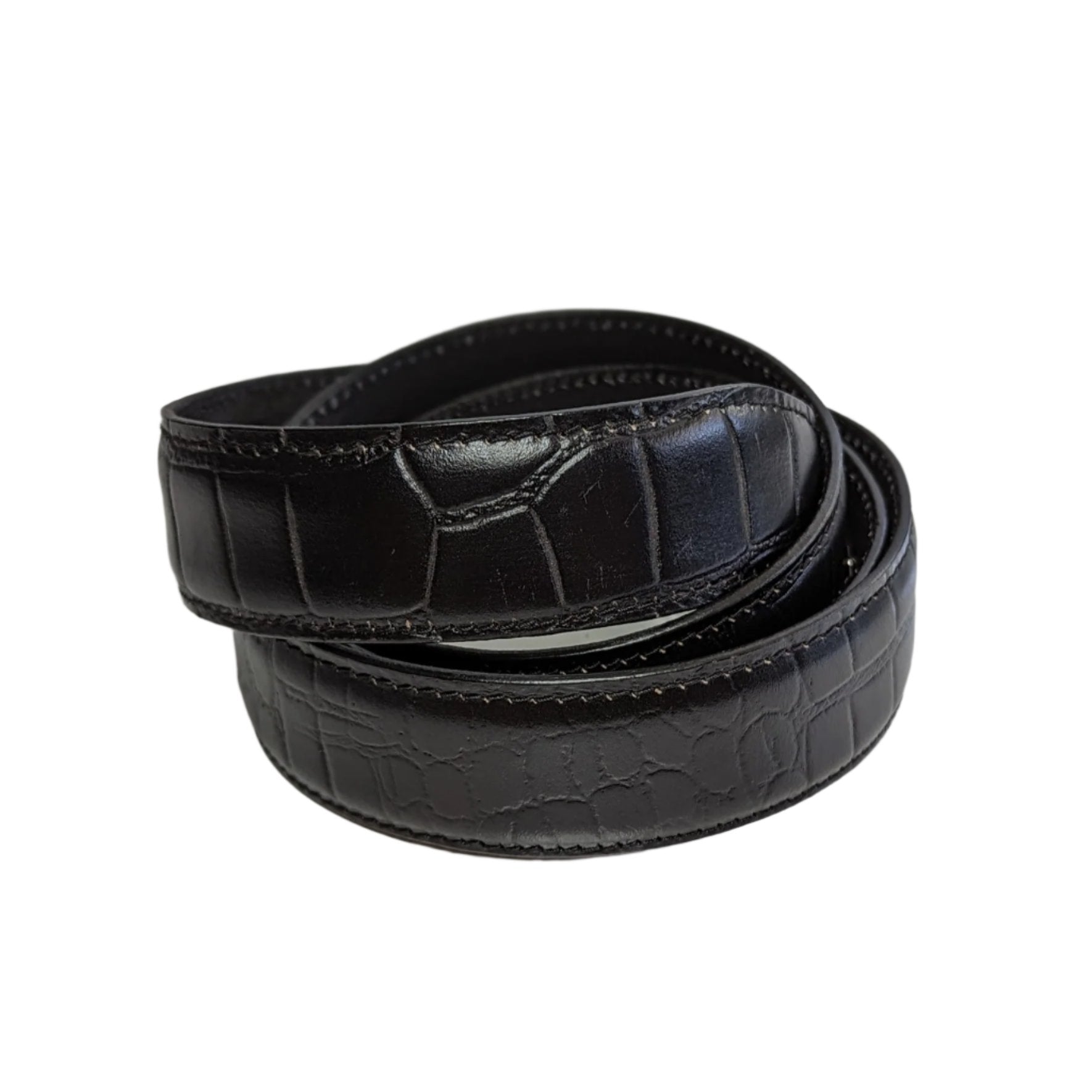Men's Full Grain Leather Belt Strap in Croc Black | Jackoz | Jack Belt®